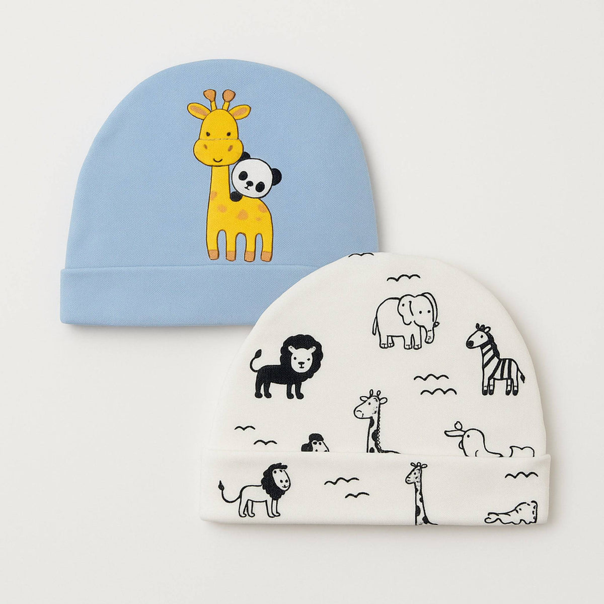 Basics Caps Pack Of 2 Cozy Hats For 0-6Months Giraffe 16393 – Infantino