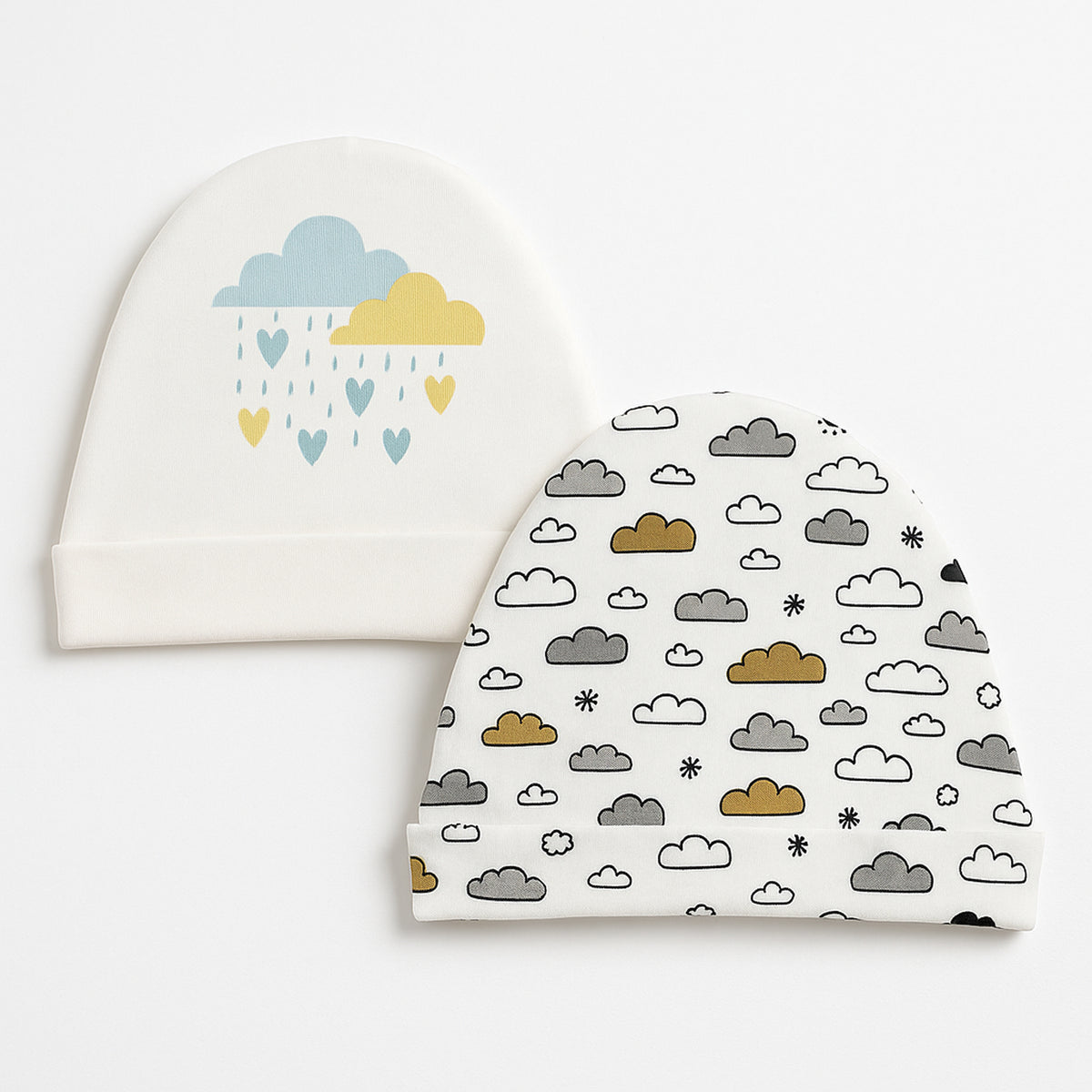 Basics Caps Pack Of 2 Cozy Hats For 0-6Months Clouds 16393 – Infantino