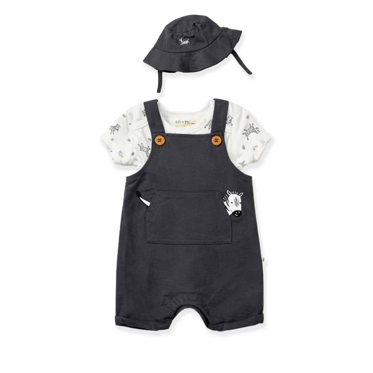 Baby Zebra Summer Dungaree Suit Set Grey – Infantino
